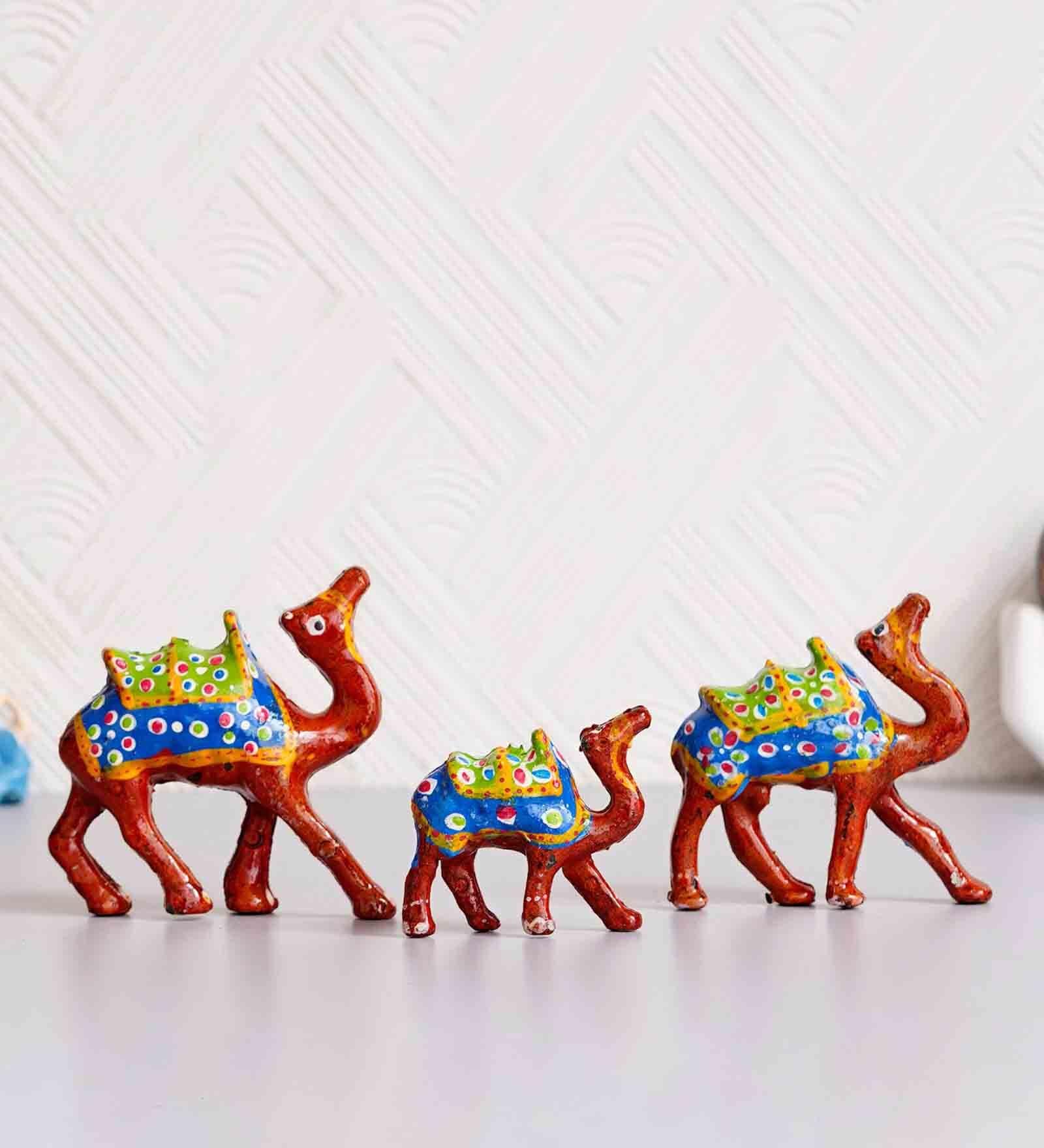 Buy Red Paper Mache Camel Set Of 3 Showpiece at 29% OFF by Dinine Craft ...