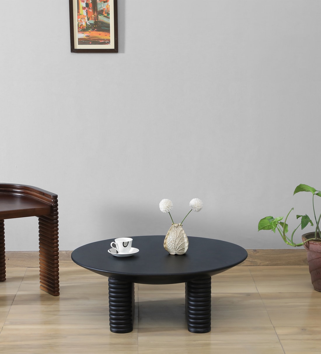 Buy Ribbed Coffee Table In Charcoal Black Colour Online - Contemporary ...