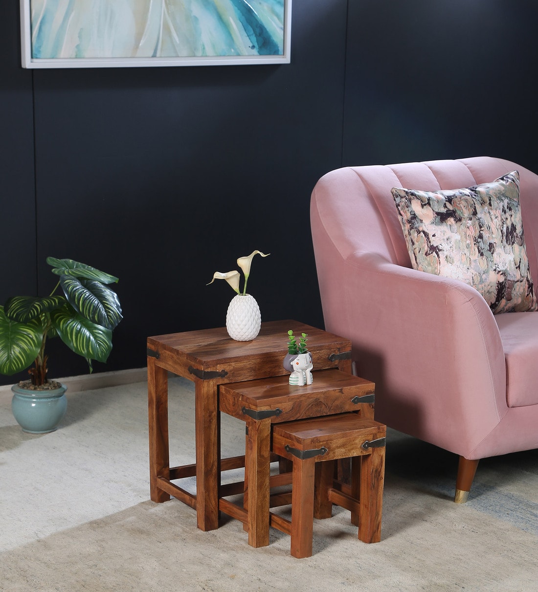 Buy Rochester Solid Wood Nest of Tables in Natural Finish (Set Of 3) at ...