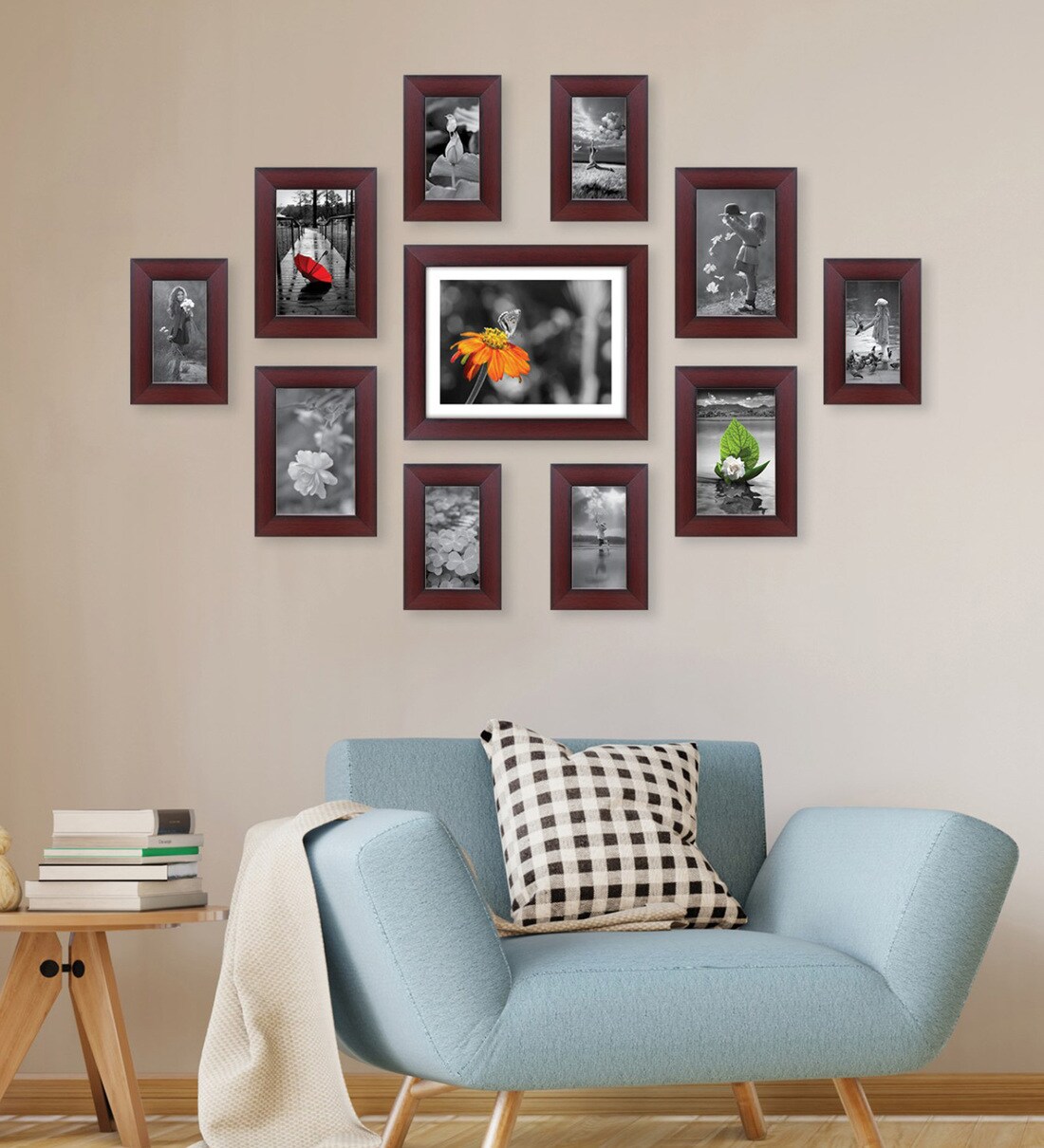 Buy Brown Engineered Wood Rose S, Set Of 11 Collage Photo Frames at 41% ...