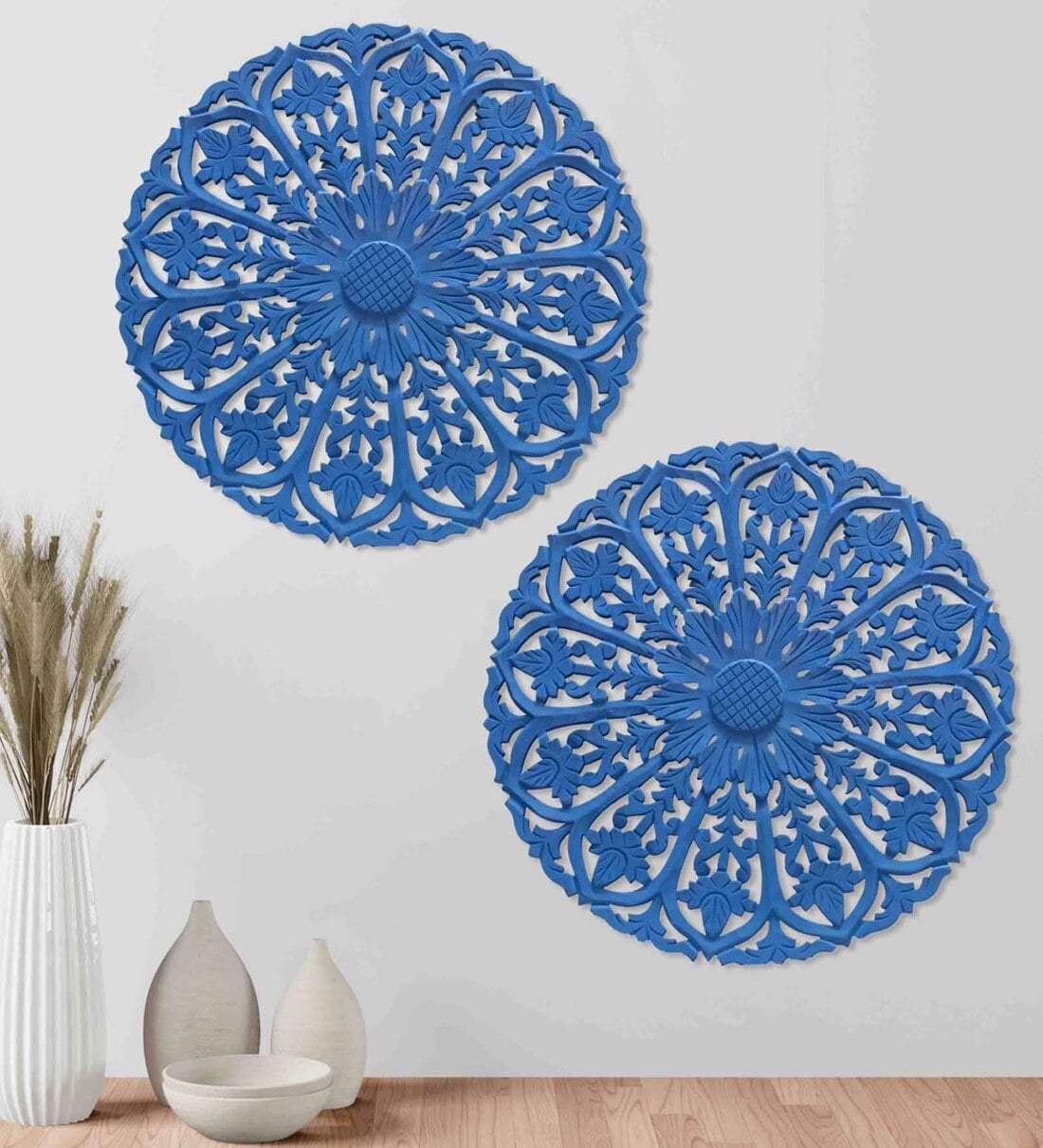 Buy Round MDF Wall Panel in Blue Colour by Timberly Online - Abstract ...
