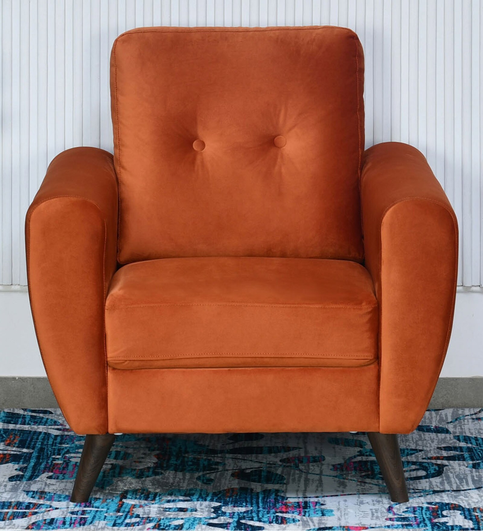 Buy Rockingham 1 Seater Sofa in Rust Orange Colour Online - Mid-Century ...