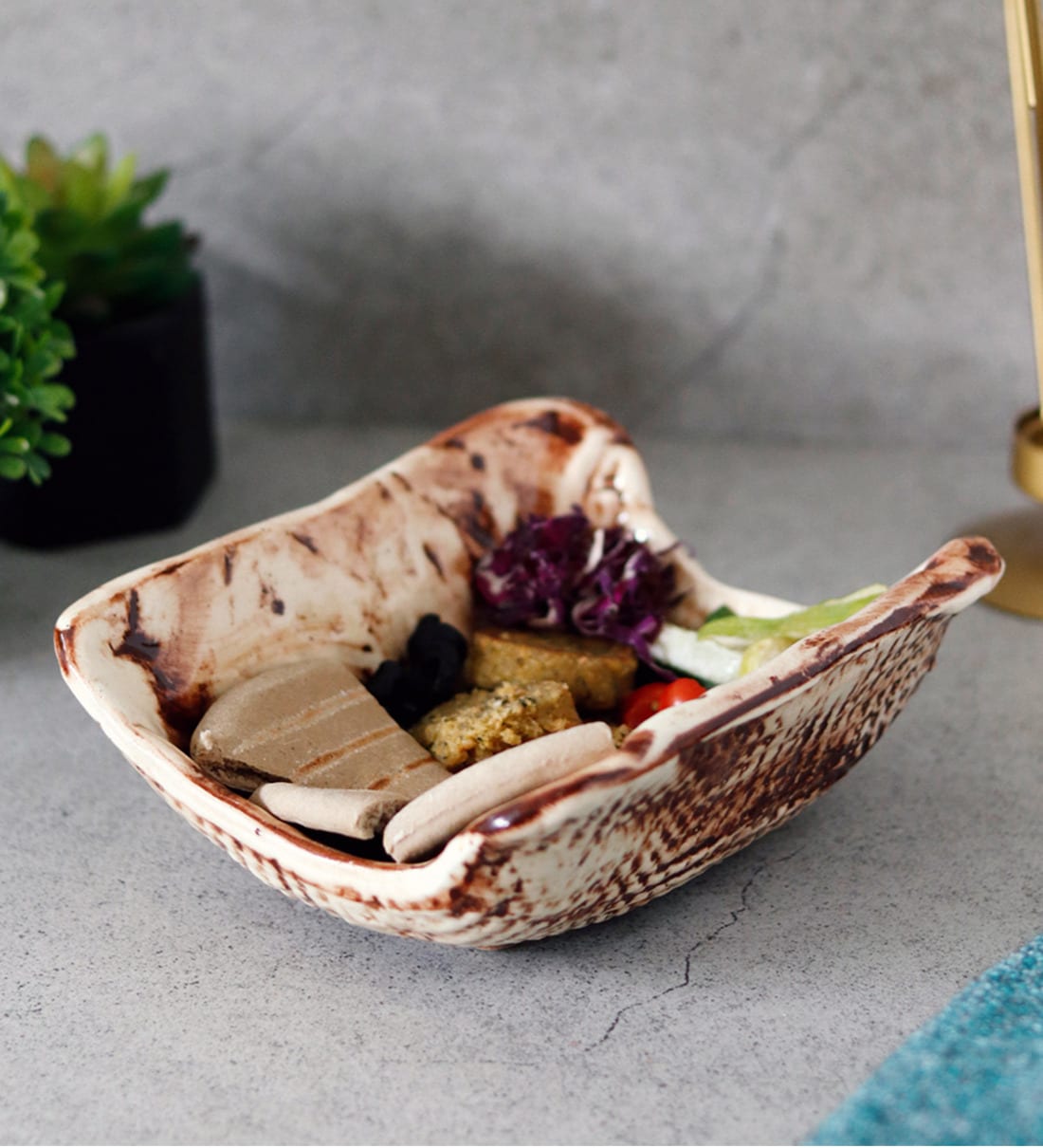 Buy Rustic Brown Brown & White 8 Inch Ceramic Appetizer Platter at 31% ...