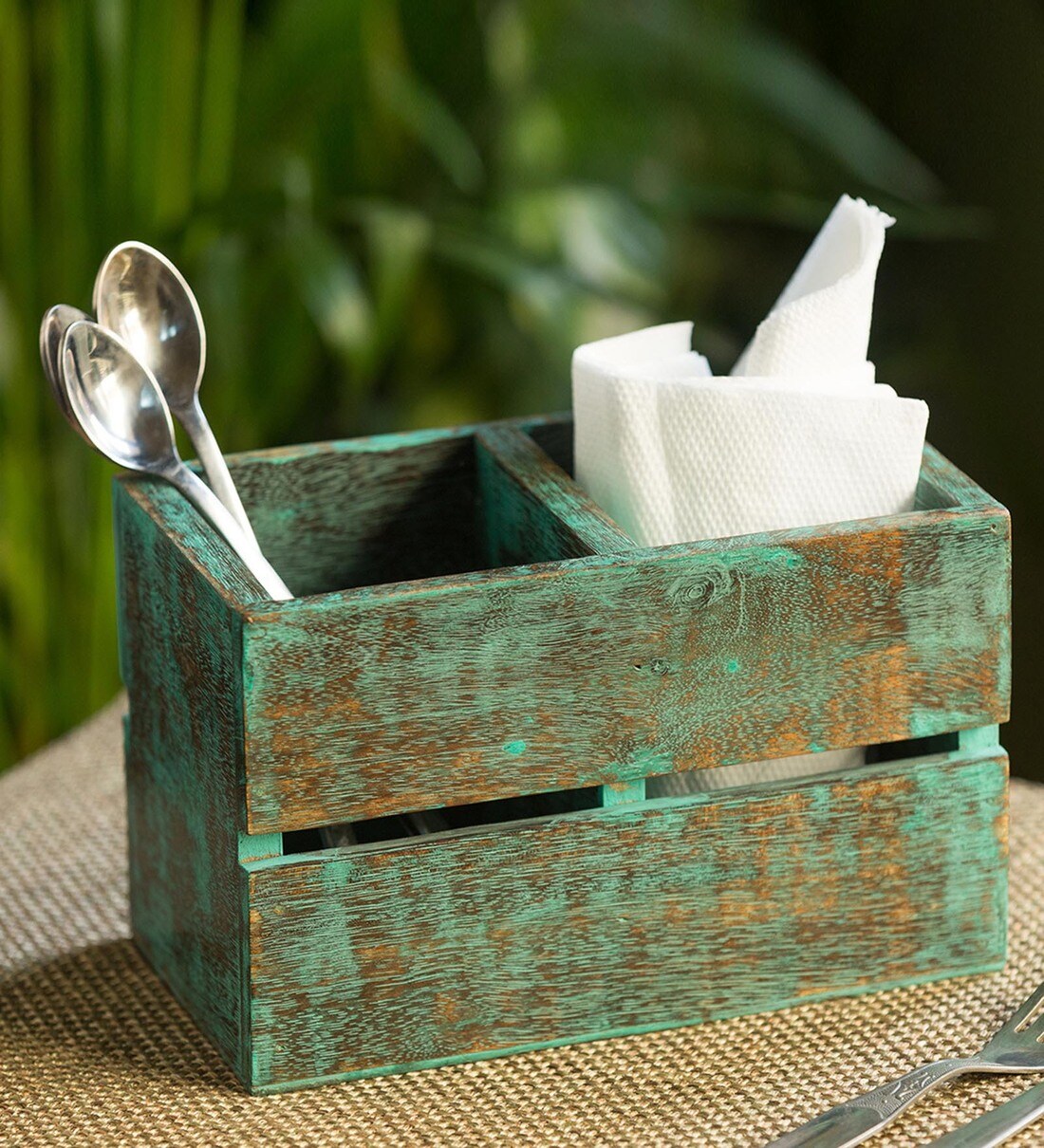 Buy Rustic Cuboid Multicolour Mango Wood Cutlery Holder at 46% OFF by ...