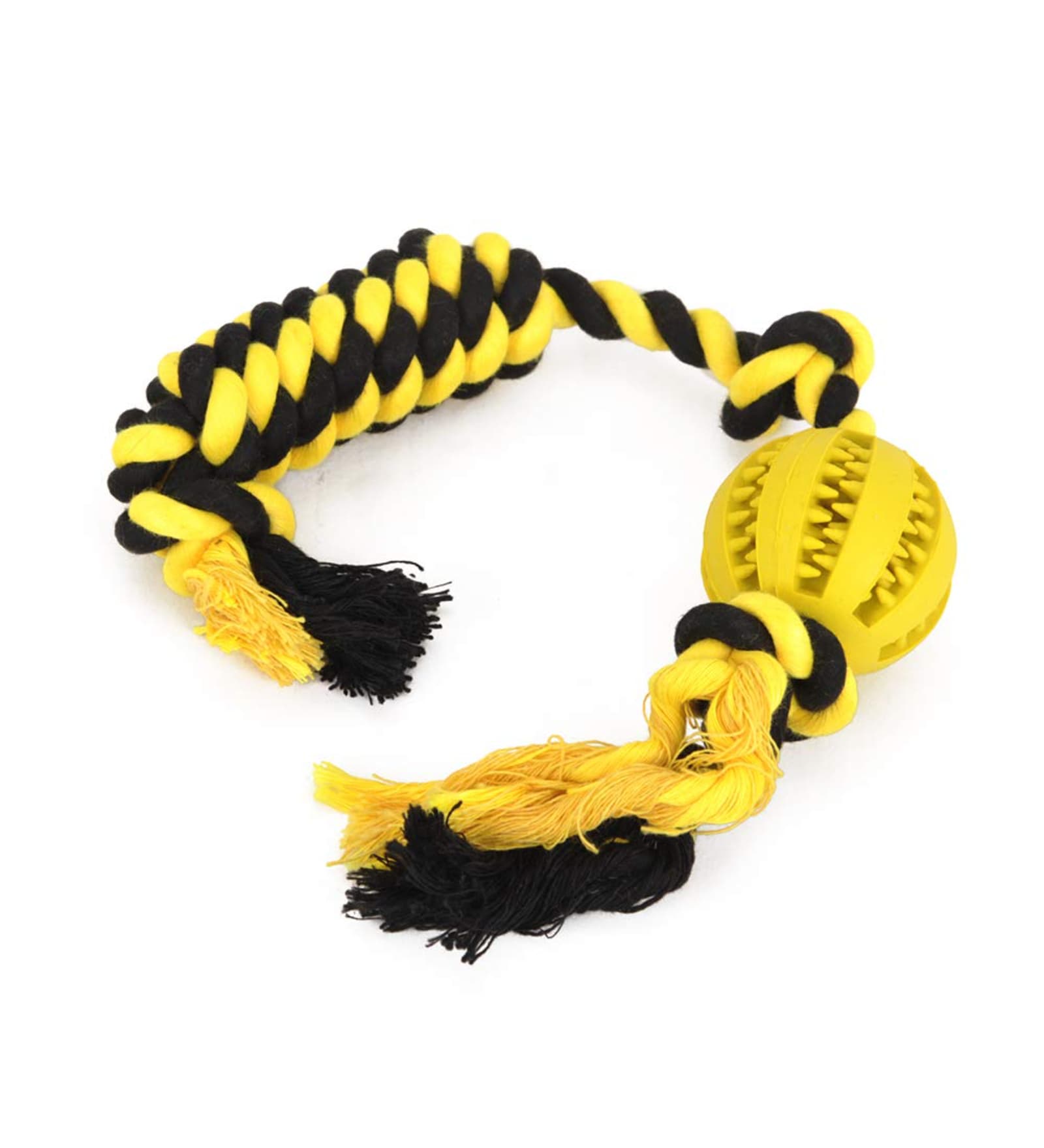 Buy Ball Dog Yellow & Black Non- Toxic Rubber Rope Toy at 18% OFF by ...