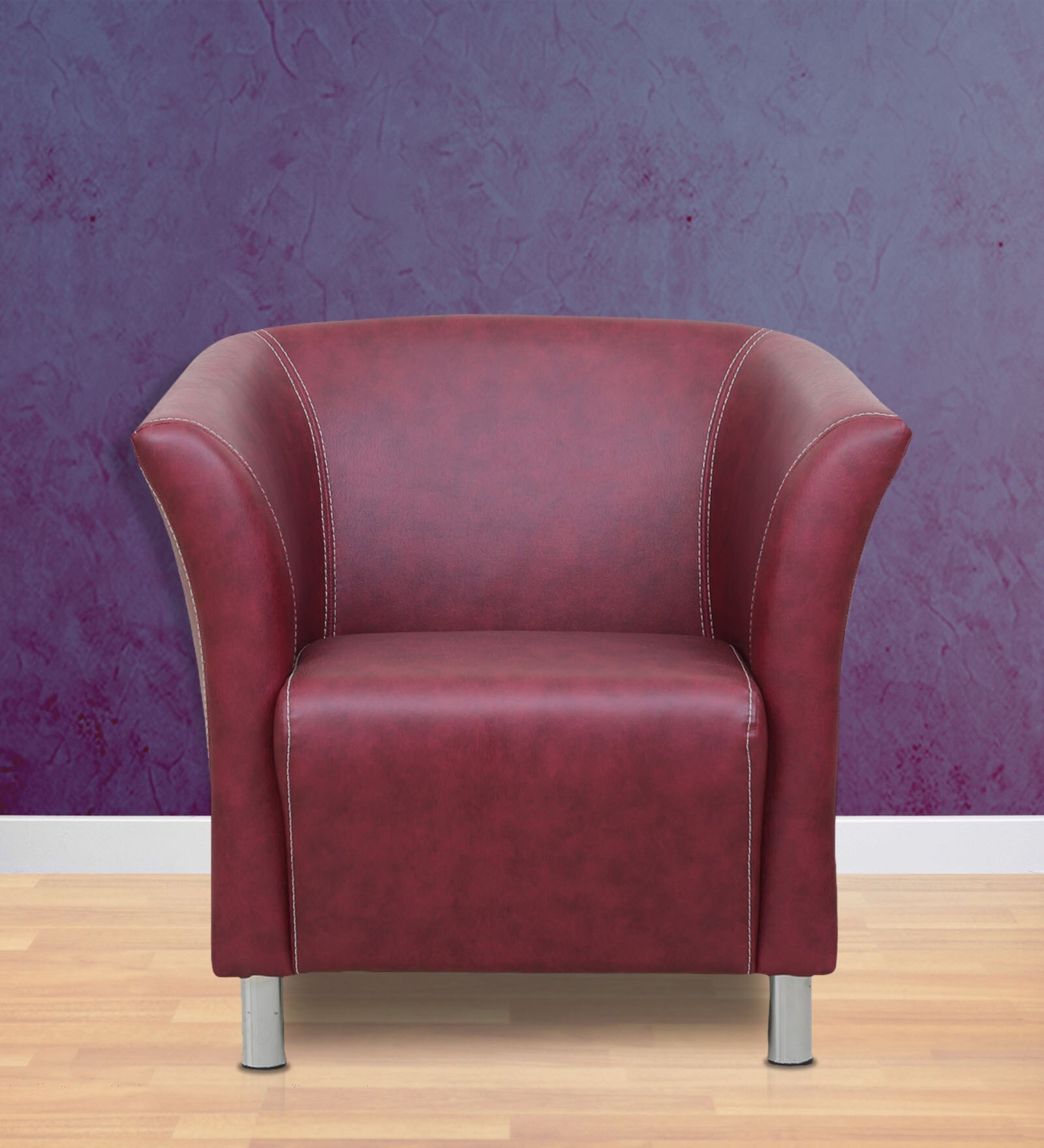 Buy Ruby One Seater Sofa in Red Leatherette by Sofab Online - 1 Seater ...