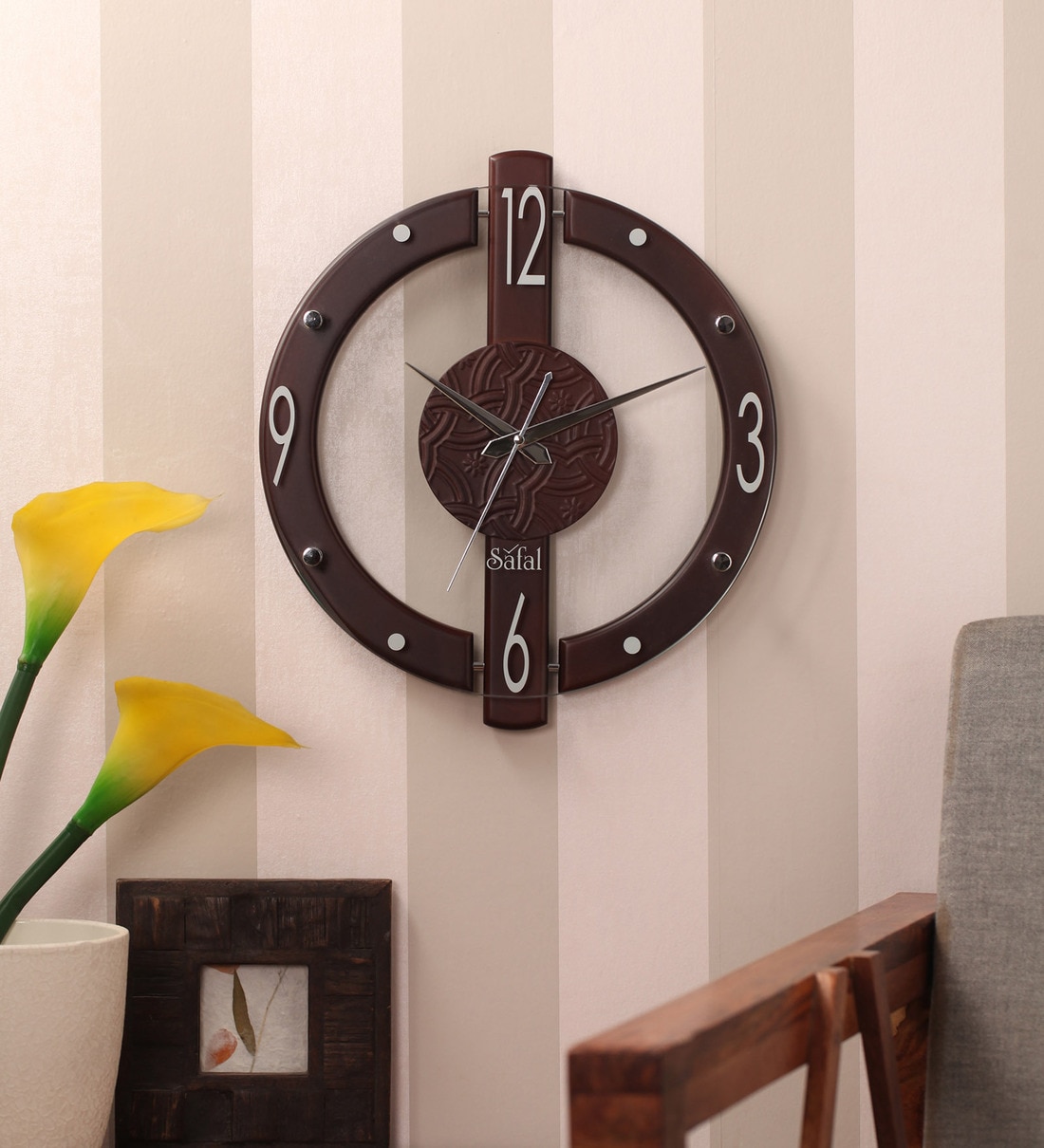 Buy Brown Engineered Wood Analog Wall Clock by Safal Quartz Online ...