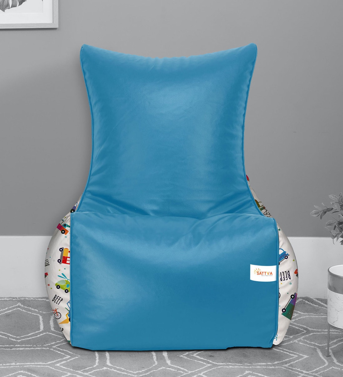 Buy Beep Printed Leatherette Kids Bean Bag with Beans in Royal Blue ...