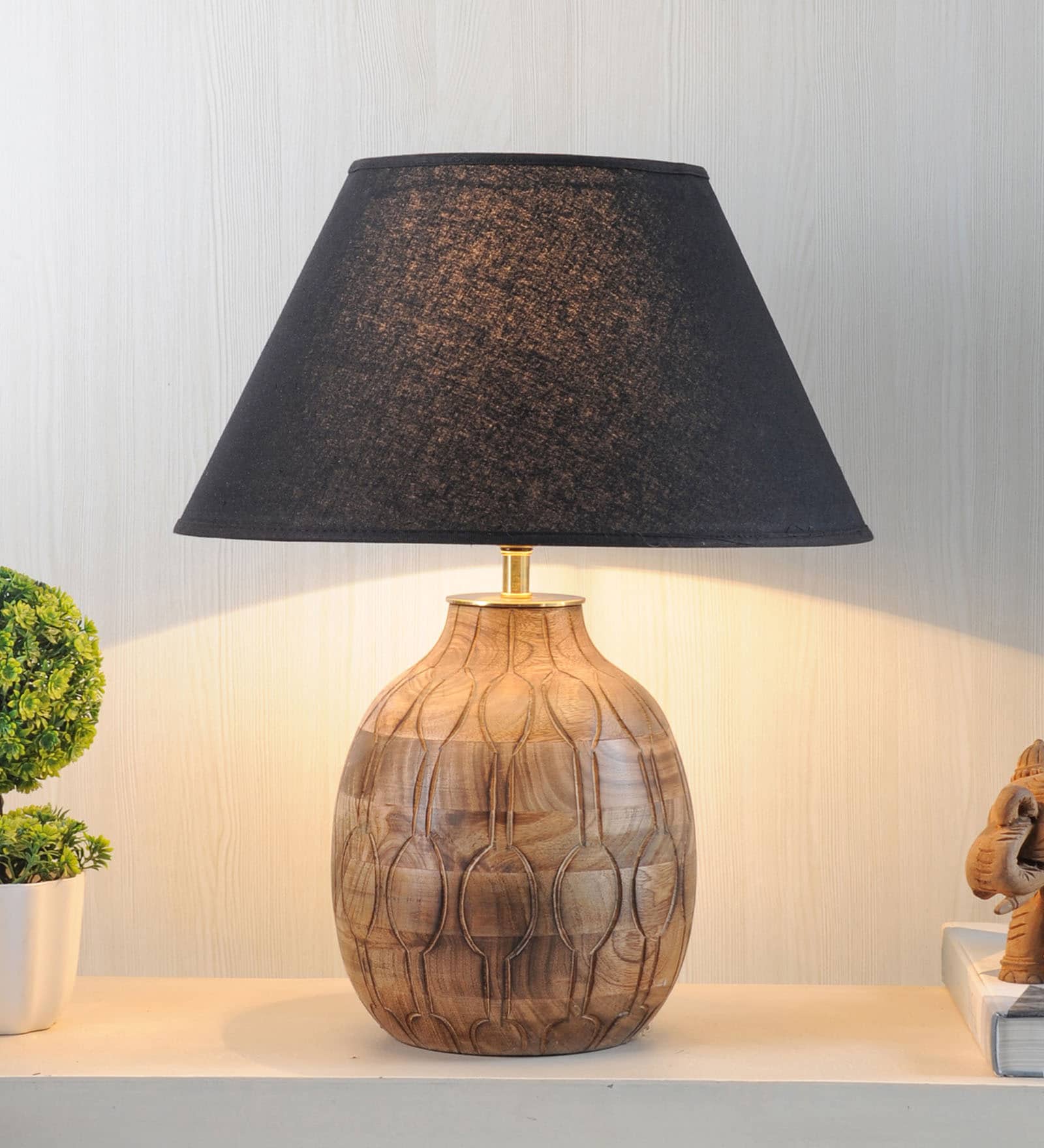 Buy Samsula Black Shade Table Lamp With Cotton Base by Kapoor E ...
