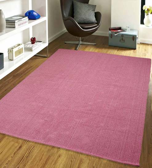 Buy Purple Solid Cotton 4 ft x 6 ft Machine Made Carpet by Saral Home ...