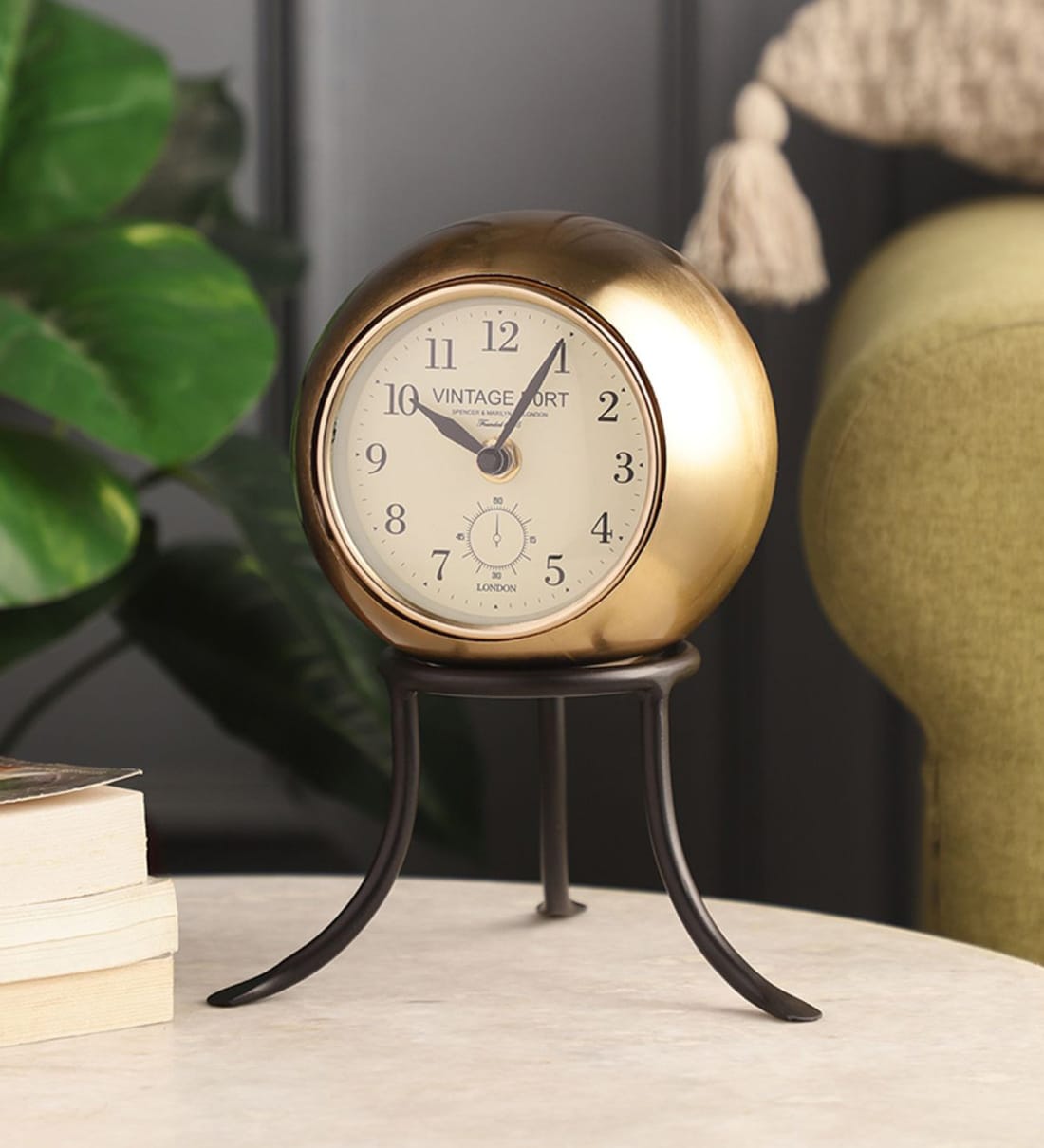 Buy Seated Sphere Gold & Black Aluminium Table Clock at 37% OFF by ...