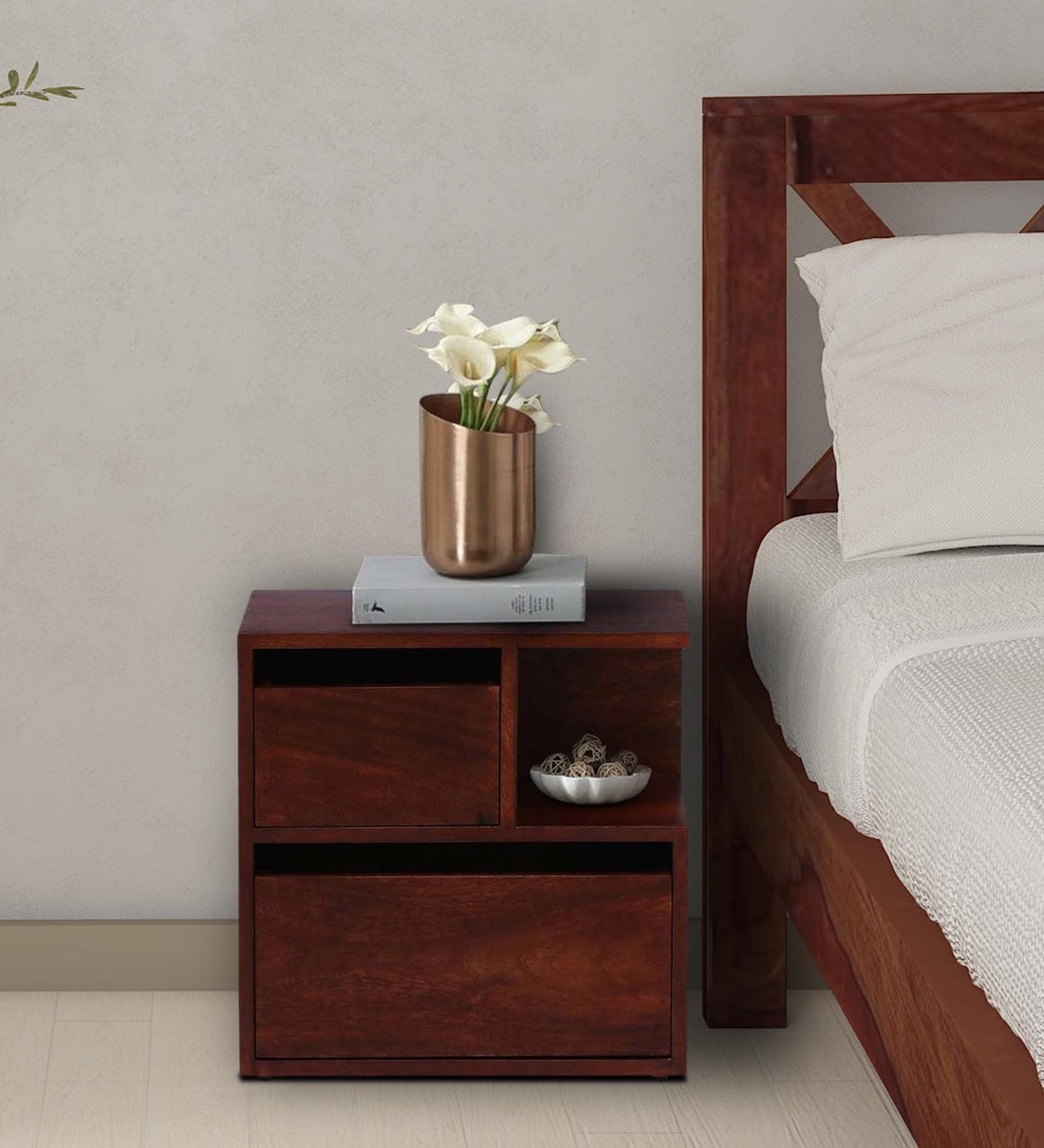 Buy Sencillo Z Solid Wood Rhs Bedside Table In Honey Oak Finish With ...