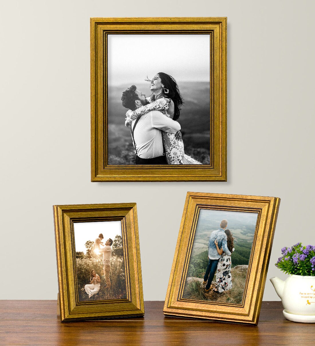Buy Set Of Richard 3 Gold Wood Collage Photo Frame at 13% OFF by Art ...