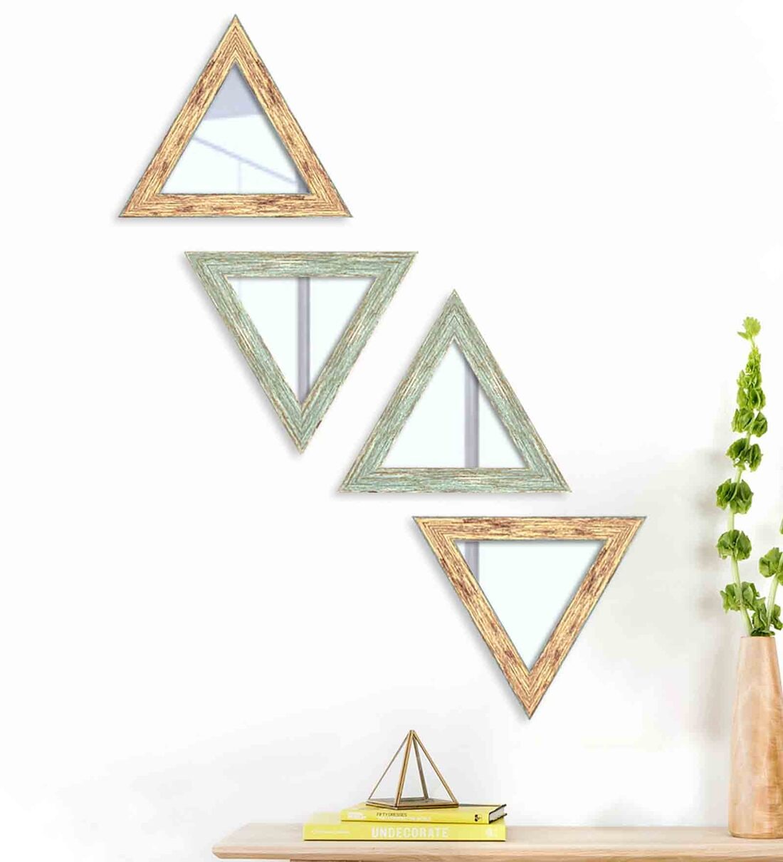 Buy Set of 3 Hexagon Triangular Shape Mirror in Multi Colour at 18% OFF ...