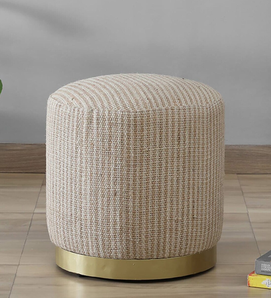 Buy Seville Fabric Pouffe In White & Cream Colour at 17% OFF by ...