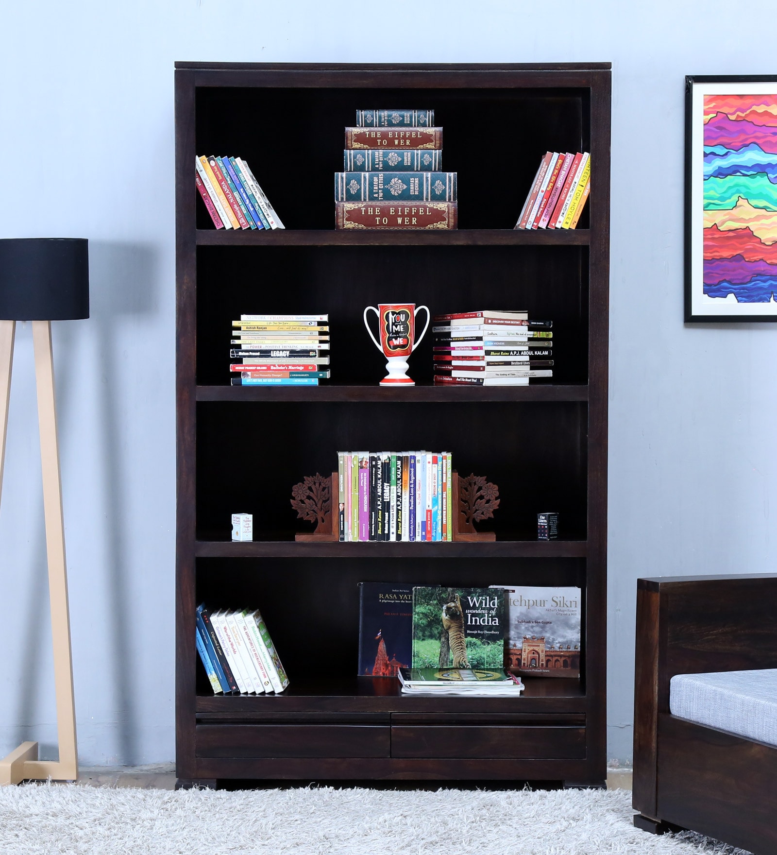 Buy Segur Solid Wood Tall Book Shelf in Warm Chestnut Finish at 1% OFF ...