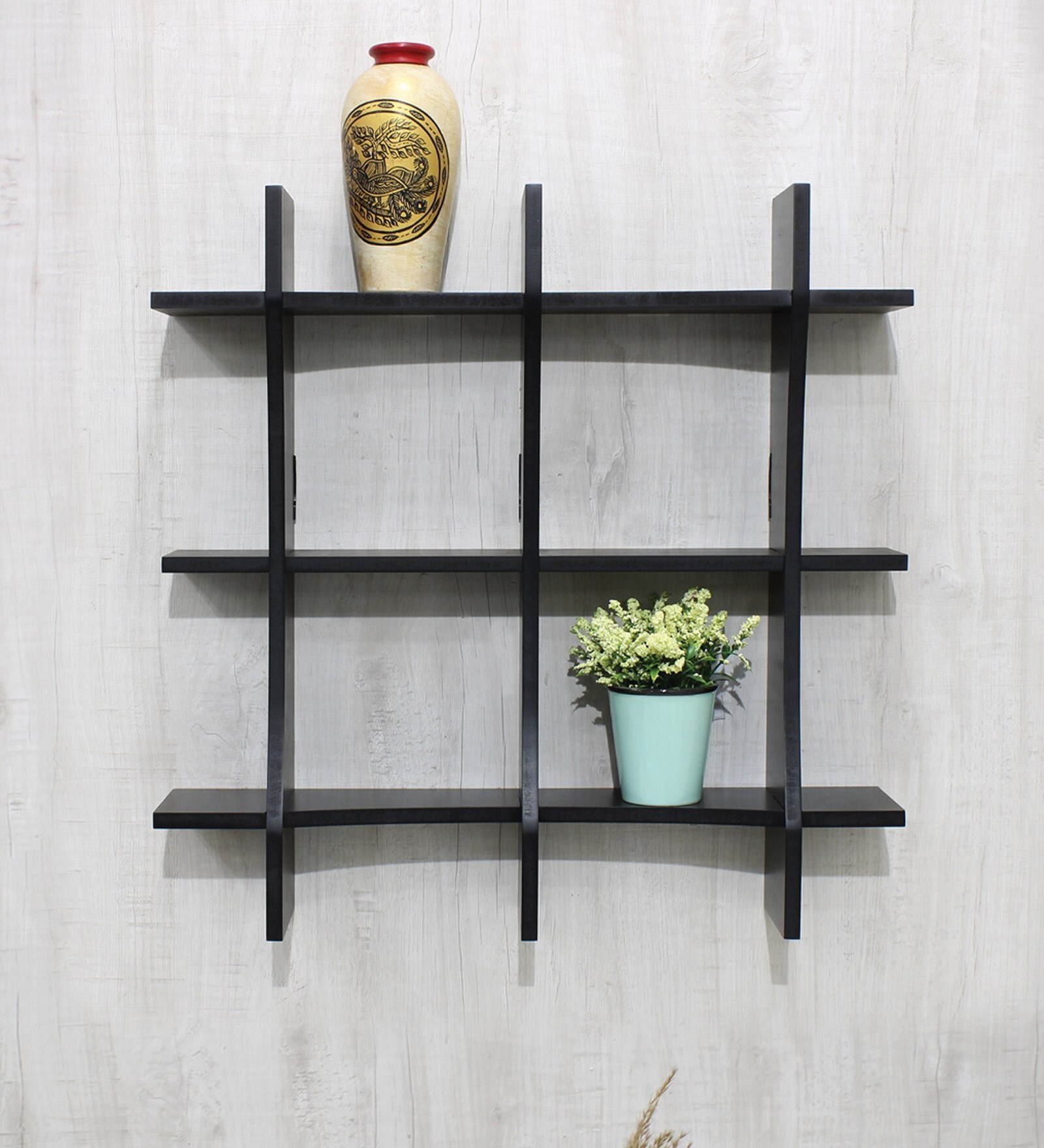 Buy Set Of 6 Engineered Wood Tuff Wall Shelf In Black Colour at 40% OFF by Random | Pepperfry