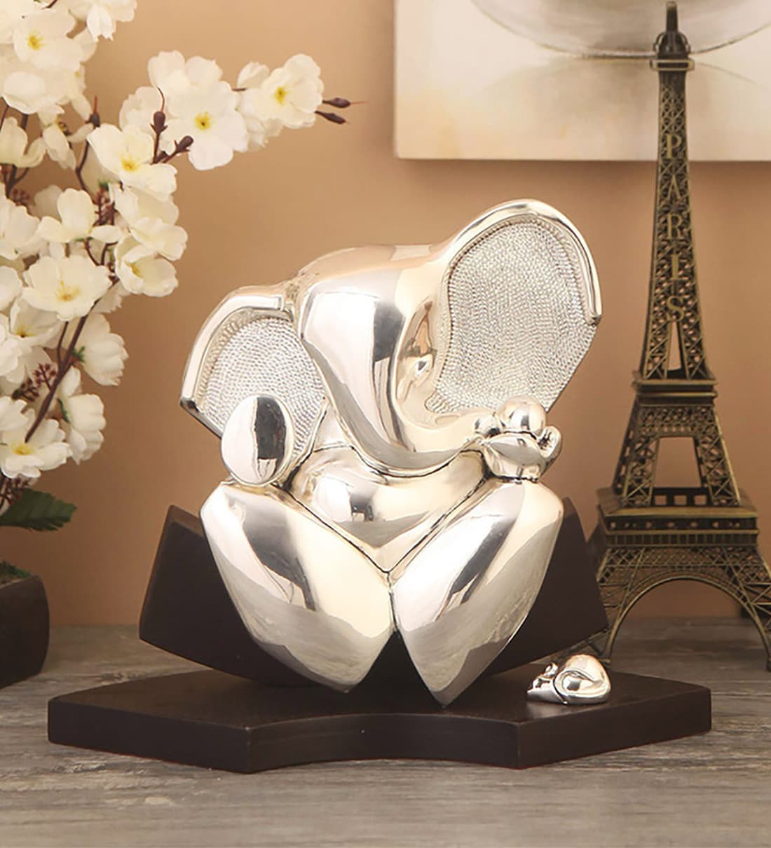 Buy Shaze Silver Resin Crystal Studded Listener Ganesha Online ...