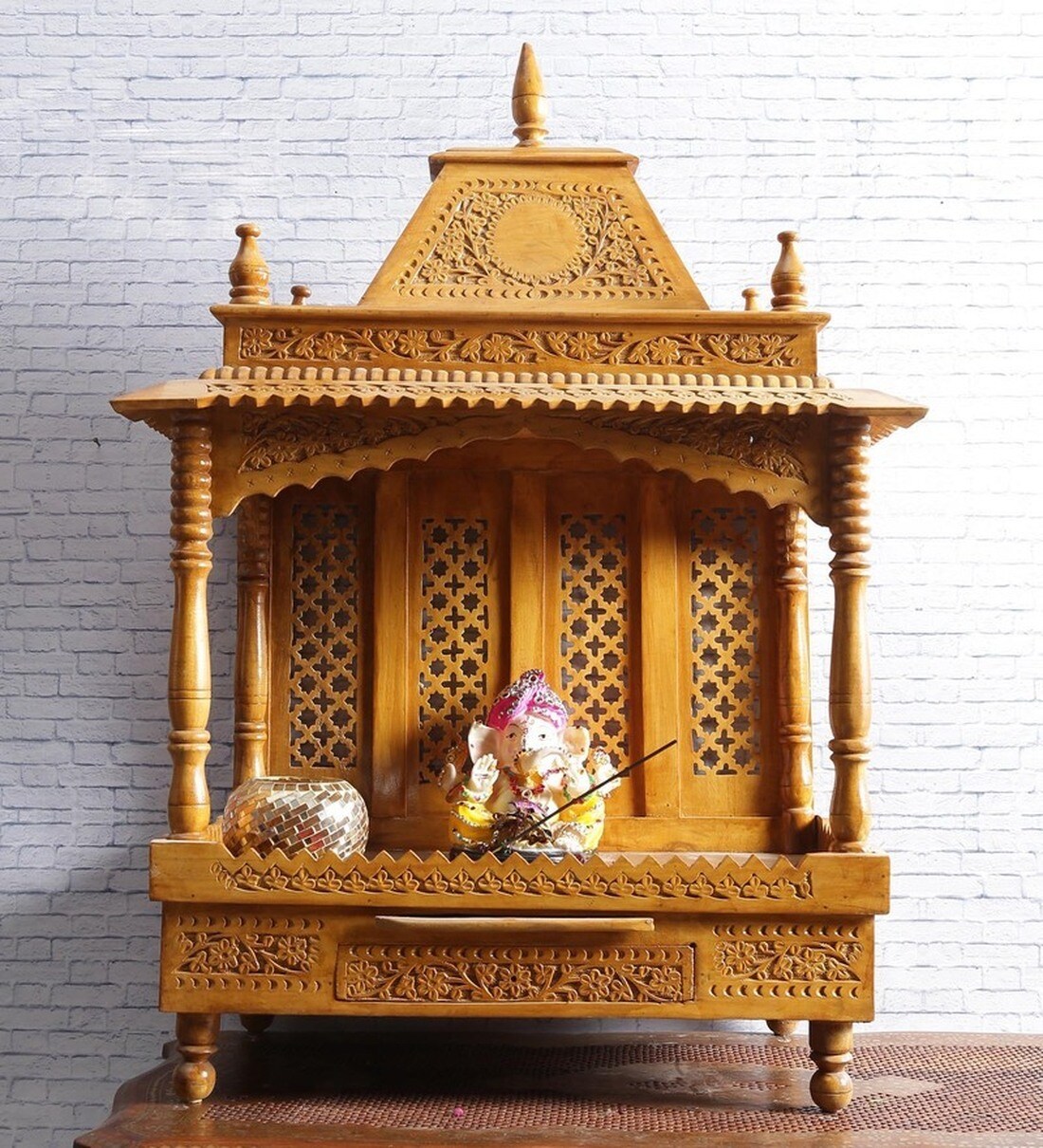 Buy Natural Sheesham Wood Pooja Mandir Without Door at 13% OFF by ...