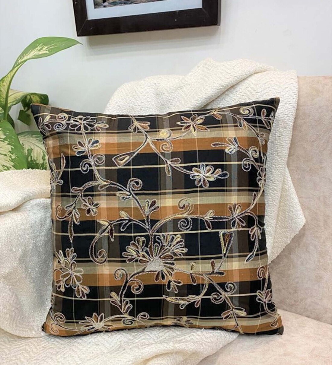 Buy Black Traditional Silk 16 x 16 Inches Cushion Covers (Pack of 2) by House Of Silko at 46% ...