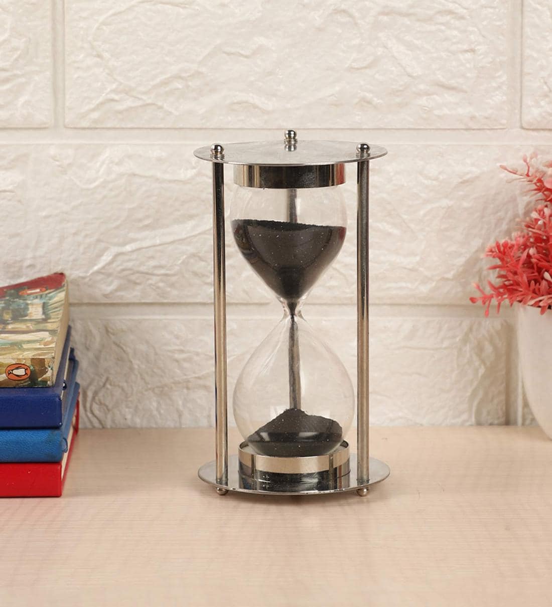 Buy Silver Brass Black Sand Timer With Nickel Polish Online - Nautical ...