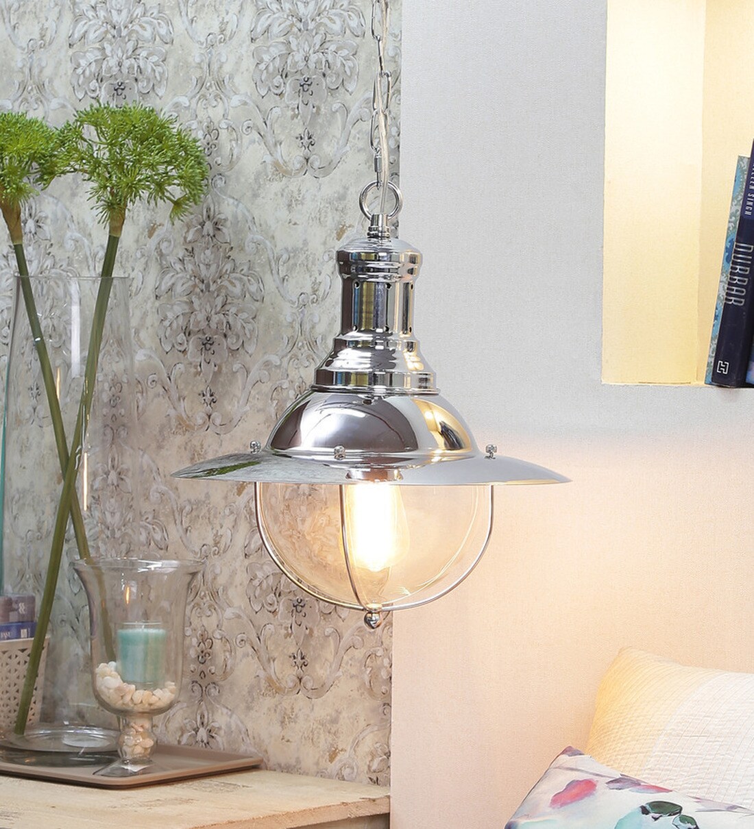 Buy Silver Metal Single Hanging Lights by Jainsons Emporio Online ...