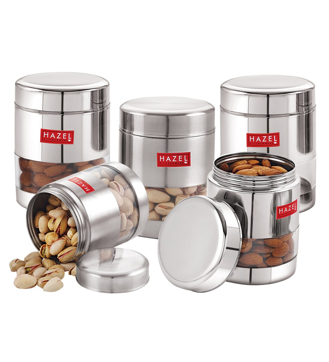 Buy Silver Stainless Steel 400 ml Glossy See Through Storage Container ...