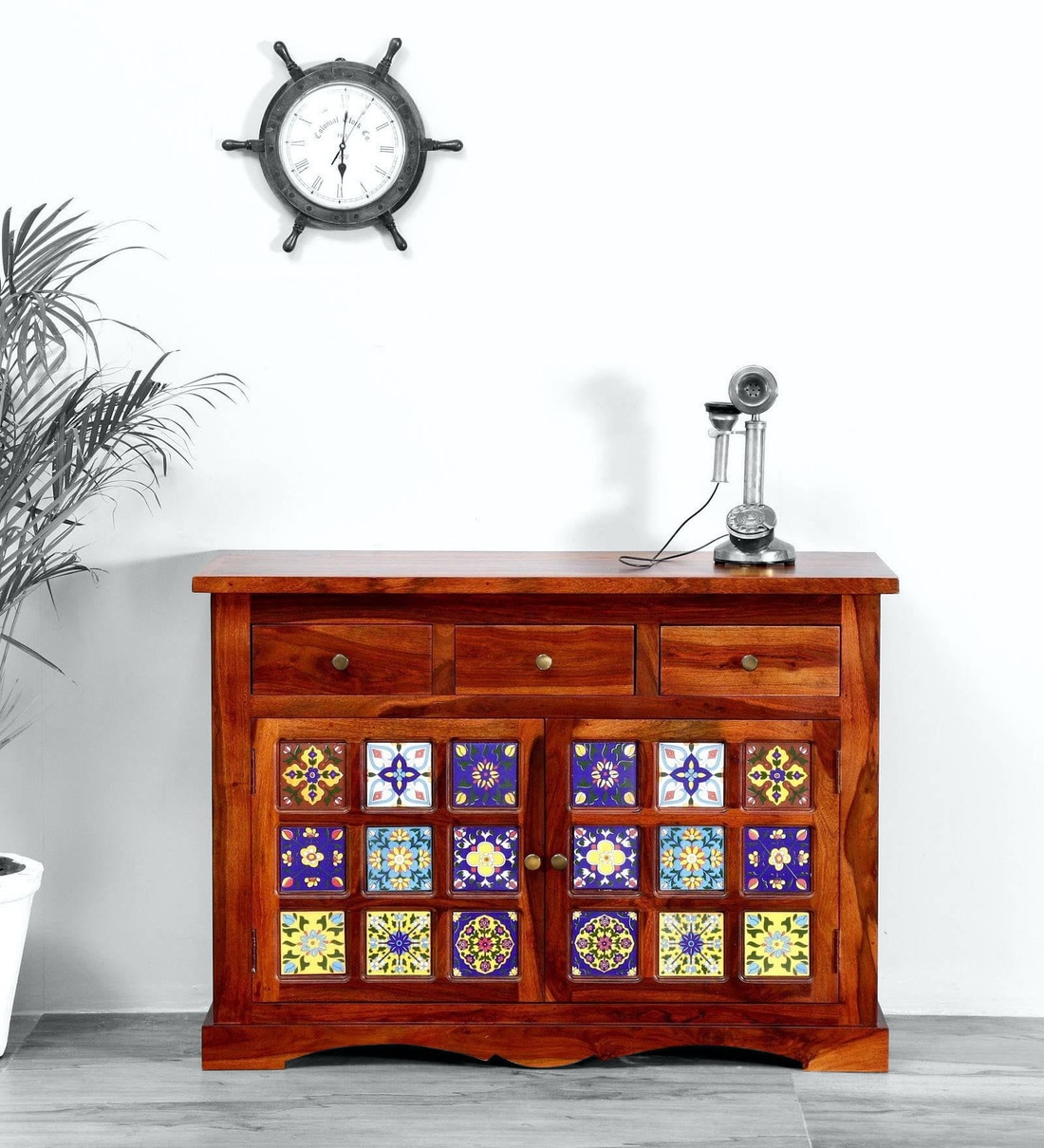 Buy Siramika Solid Wood Sideboard In Honey Oak Finish Online ...
