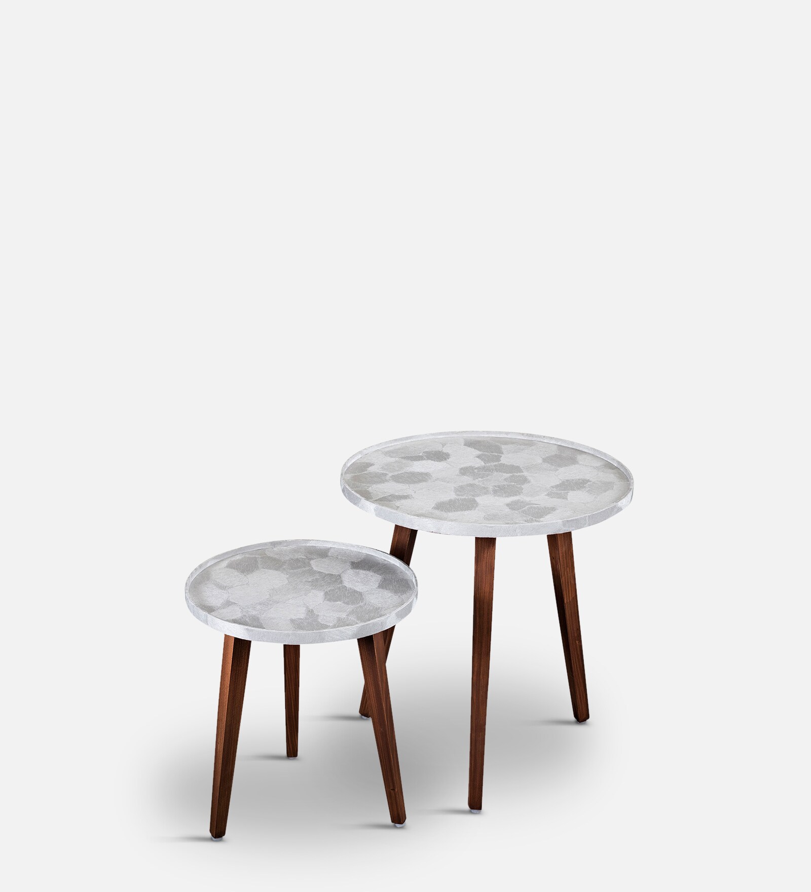 Buy Silver Solid Wood Nest of Tables in Dual Tone Finish (Set Of 2 ...