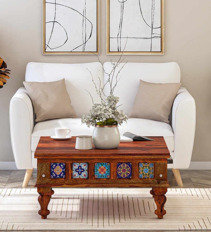 Buy Siramika Sheesham Wood Medium Coffee Table In Honey Oak Finish ...