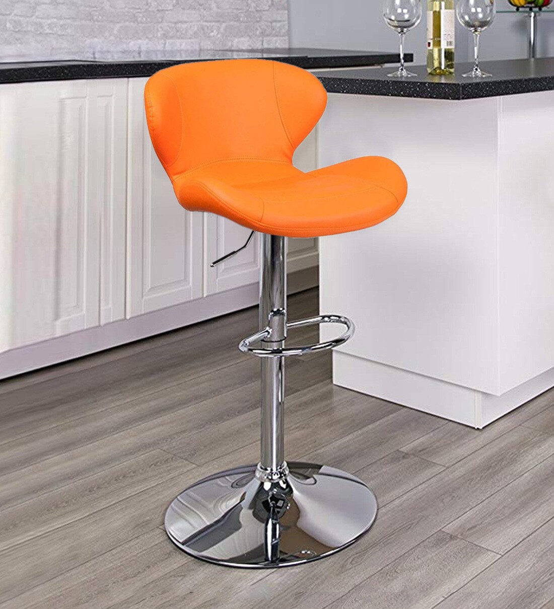 Buy Smiley Bar Stool with Height Adjustable in Orange Colour at 46% OFF ...