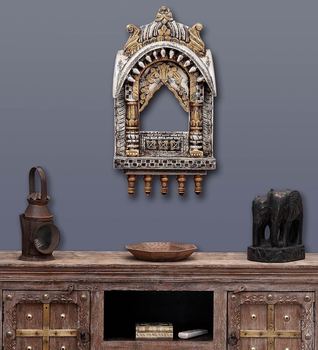 Buy Solid Wood Chajja Jharokha in Rich Golden Colour in Height 27'' by ...