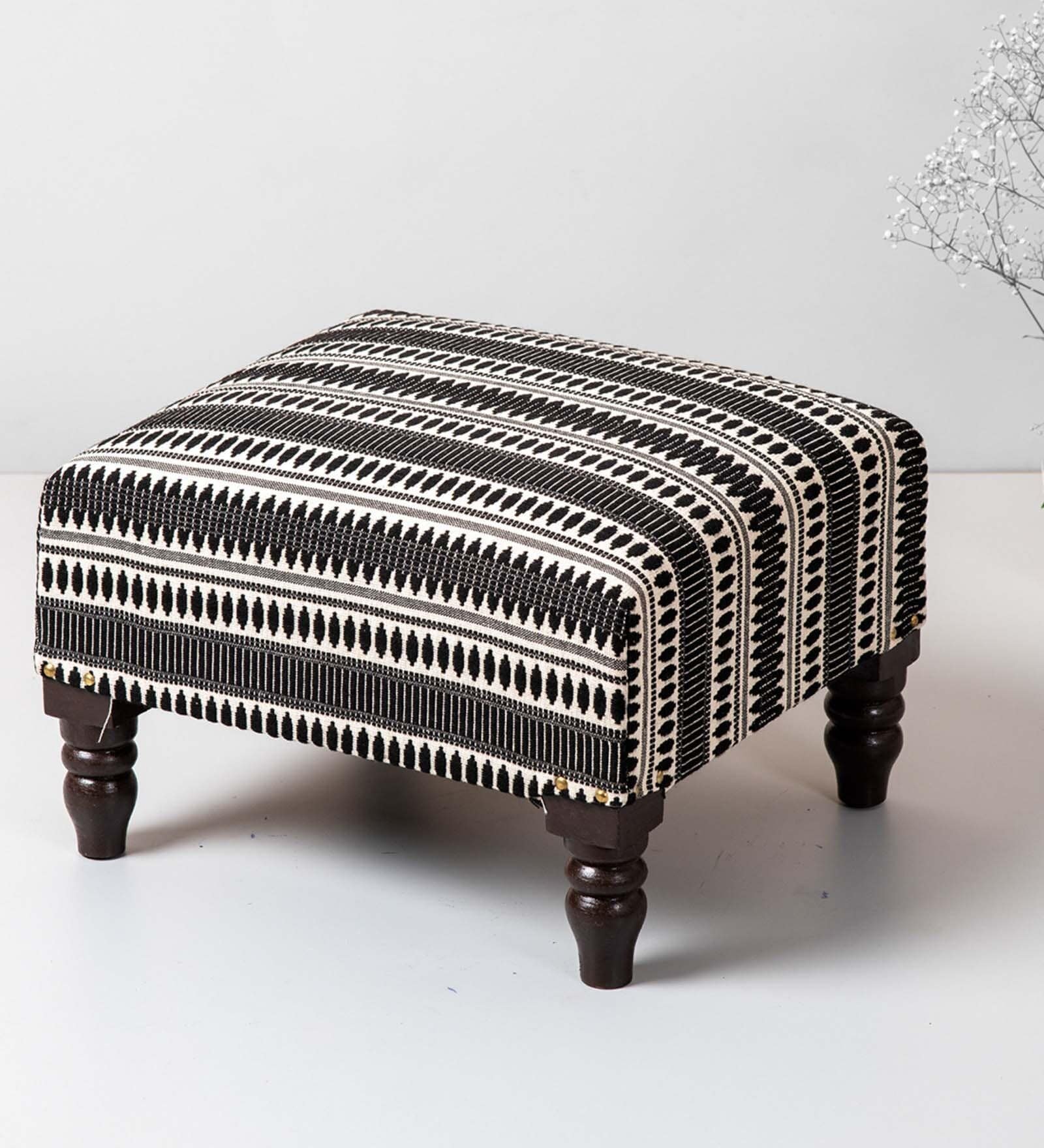 Buy Bohemian Fabric Seating Stools in Black & White Color at 63% OFF by ...