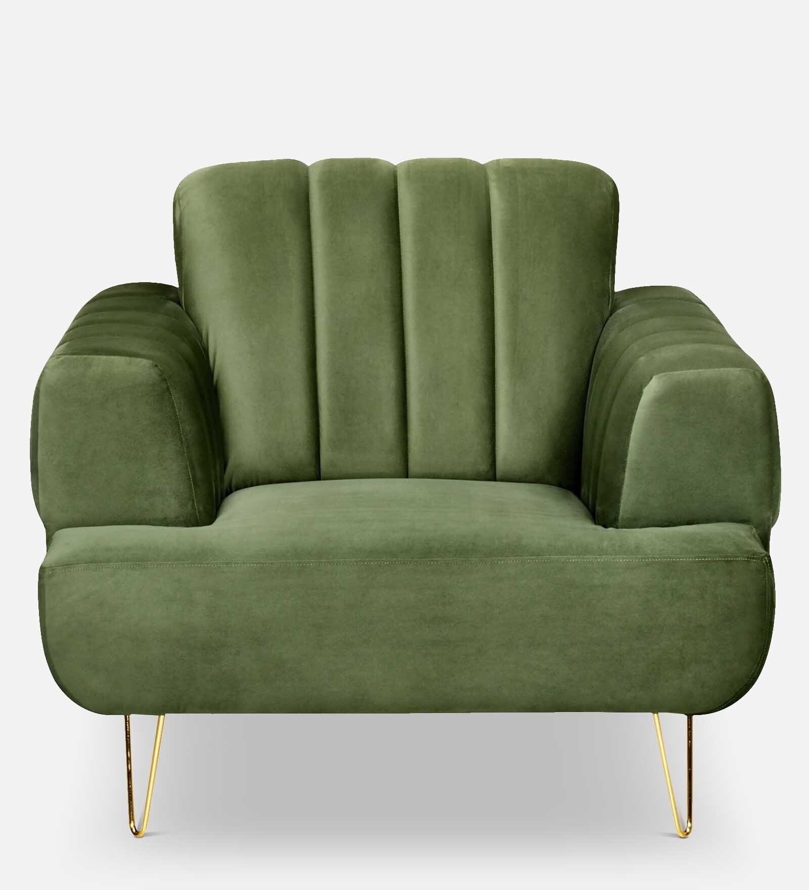 Buy Somerville 1 Seater Sofa in Dark Olive Colour Online - Contemporary ...