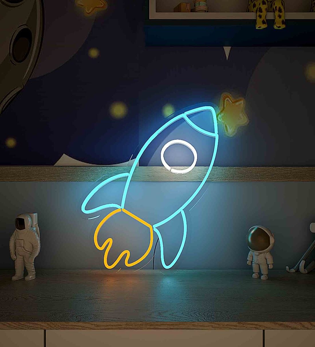 Buy Space Rocket Blue LED Neon Light at 22% OFF by WallMantra | Pepperfry