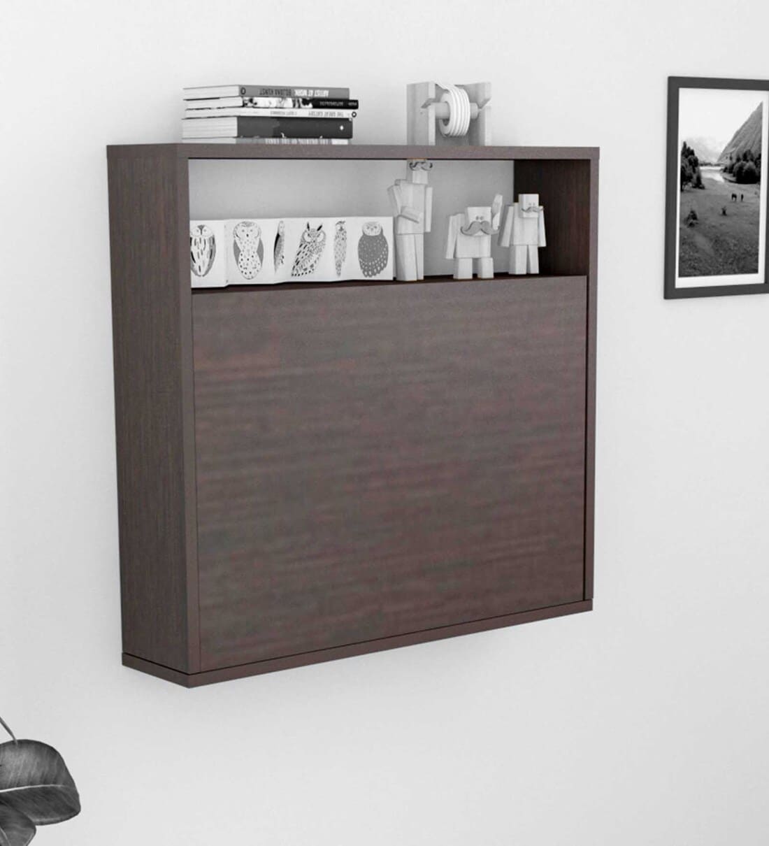 Buy Multipurpose Wall mount Study Table with Shelf in Flowery Wenge ...
