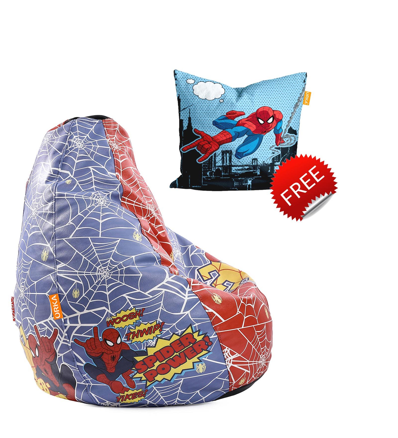Buy Spiderman Kids Bean Bag with Beans in Multicolour by Orka(With ...