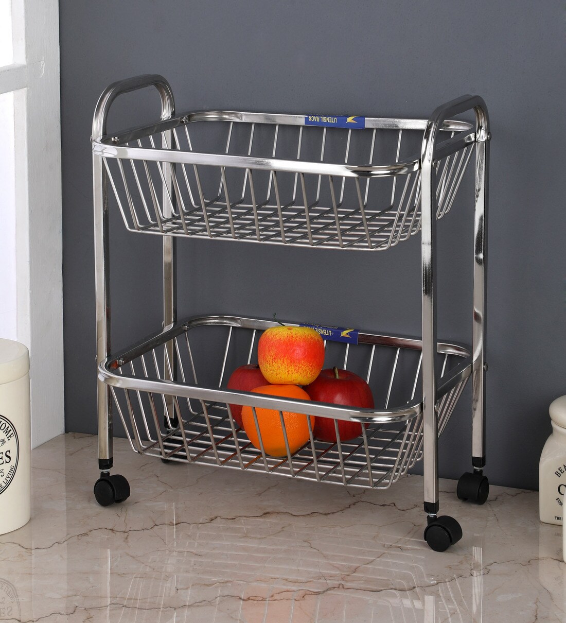 Buy 2 Tier Stainless Steel Kitchen Trolley By Zecado Online - Kitchen ...