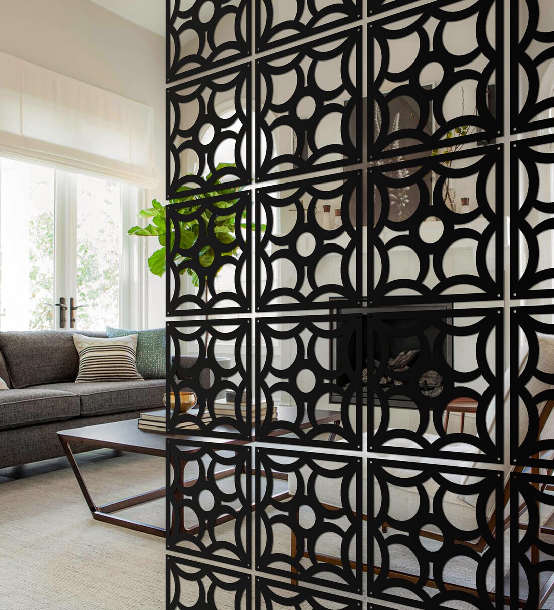 Buy Static Lawley (Set Of 10) Black Colour Acrylic Hanging Room Divider ...