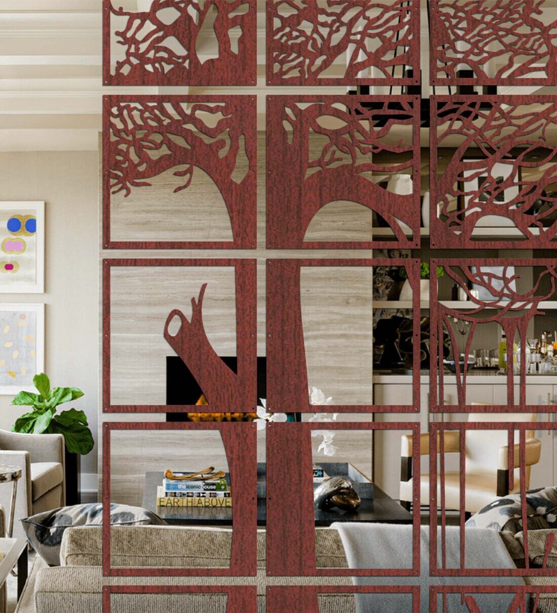 Buy Static Brown Colour Engineered Wood Hanging Room Divider by Planet ...