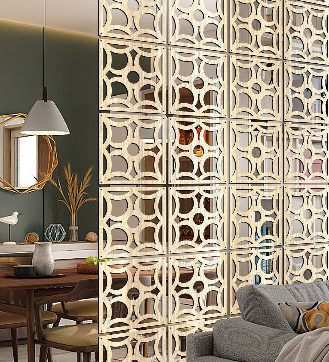 Buy Static Vizia (Set Of 10) Cream Colour Engineered Wood Hanging Room ...