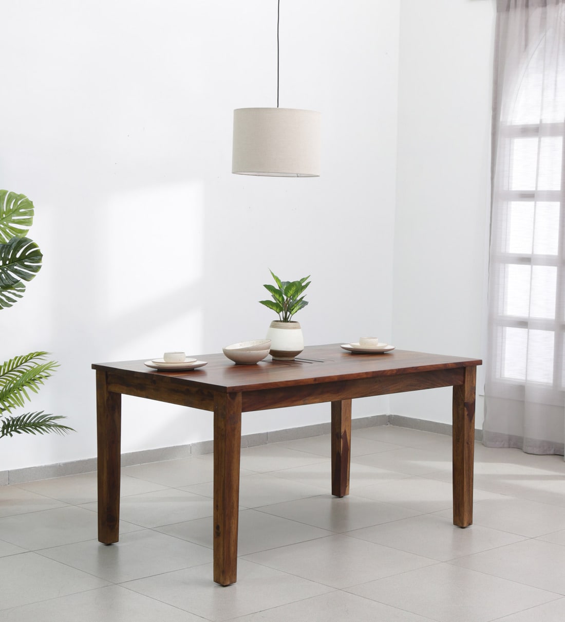 Buy Stigen Sheesham Wood 6 Seater Dining Table In Provincial Teak ...