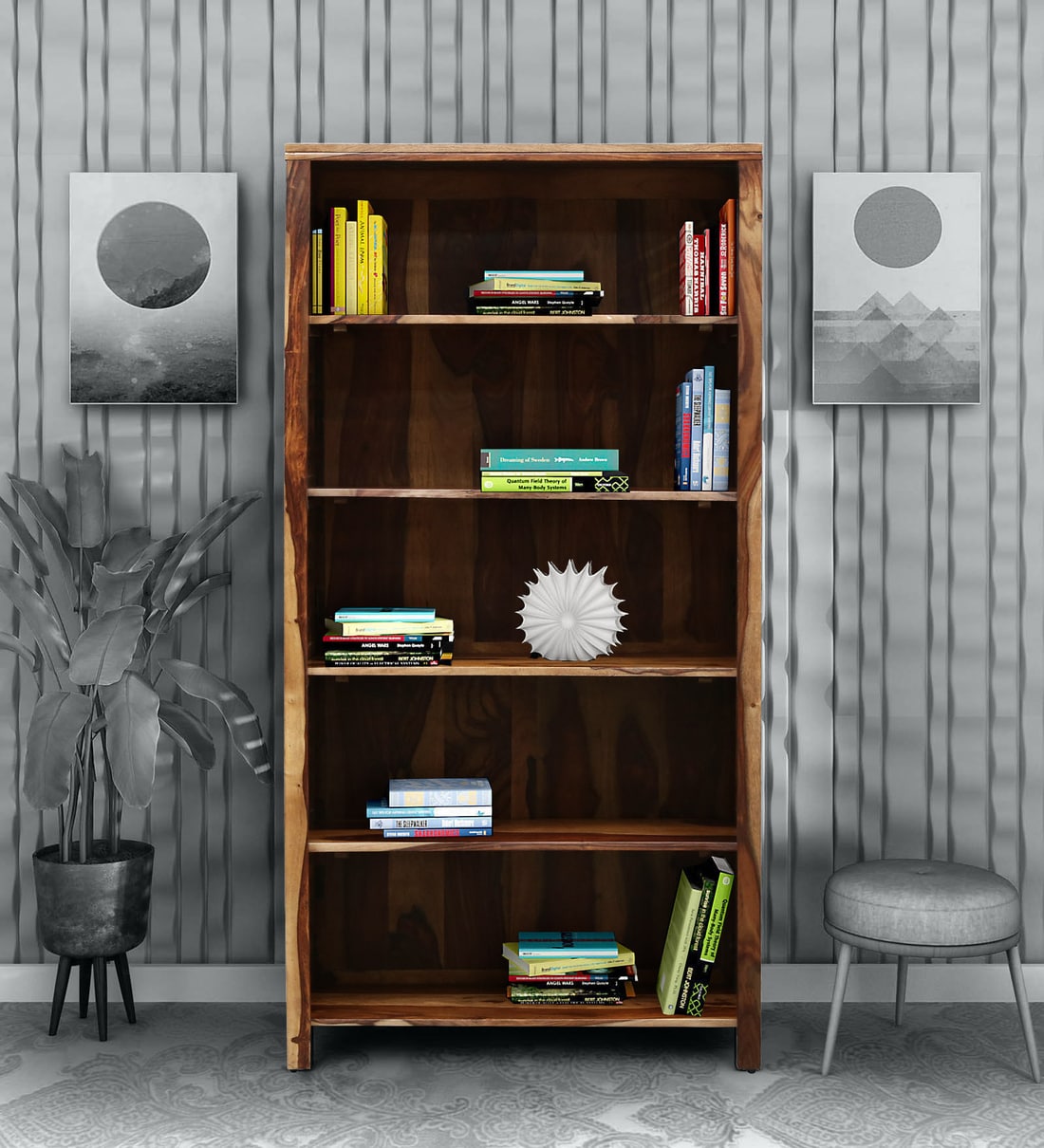 Buy Stigen Sheesham Wood Book Shelf in Rustic Teak Finish at 2% OFF by ...