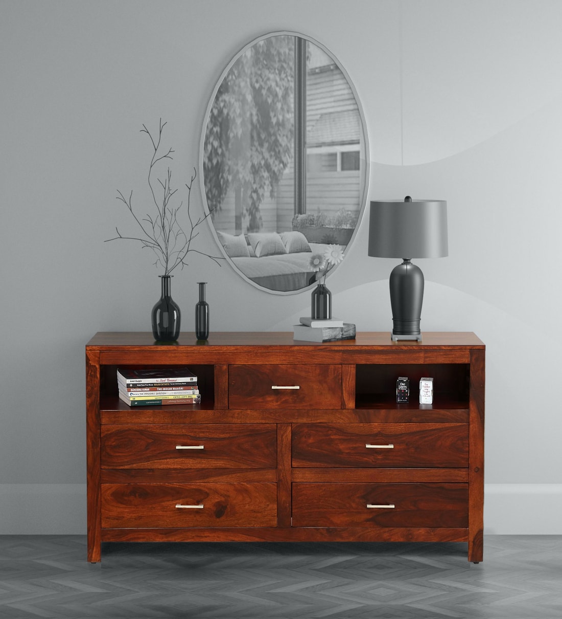 Buy Stigen Sheesham Wood Chest Of Drawers In Honey Oak Finish at 15% ...