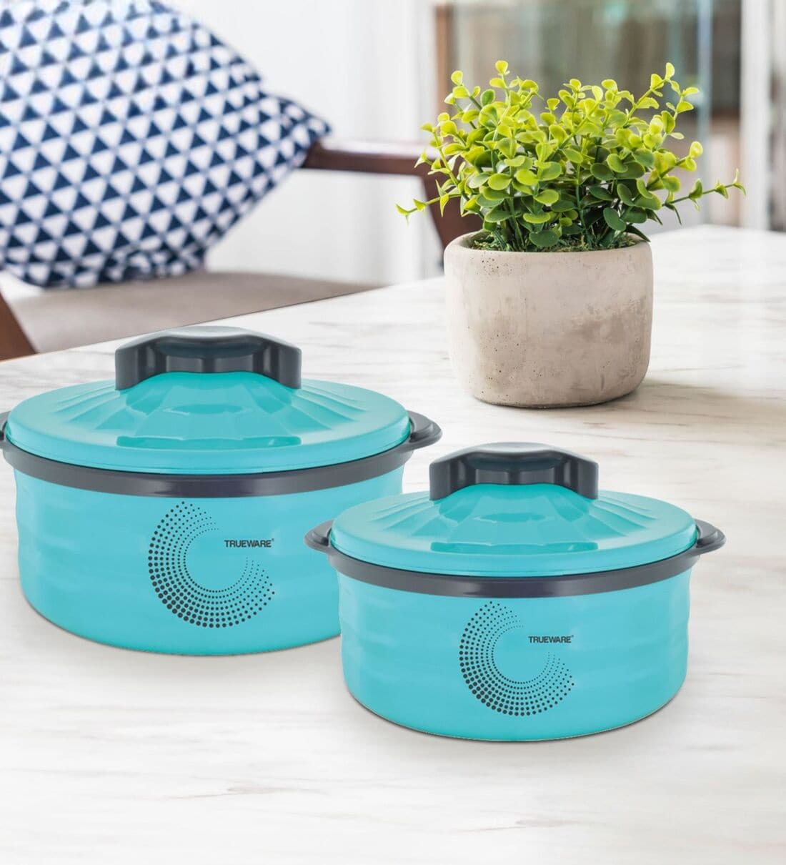 Buy Stylus Blue Plastic & Steel Thermoware Casserole (Set of 2) at 11% ...