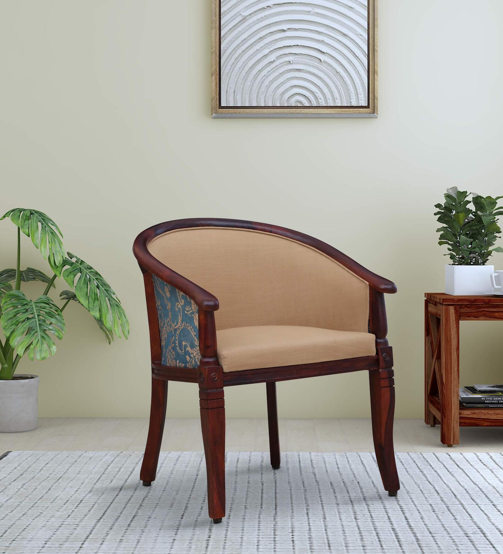 Buy Stalley Sheesham Wood Arm Chair In Dual Print & Honey Oak Finish at ...