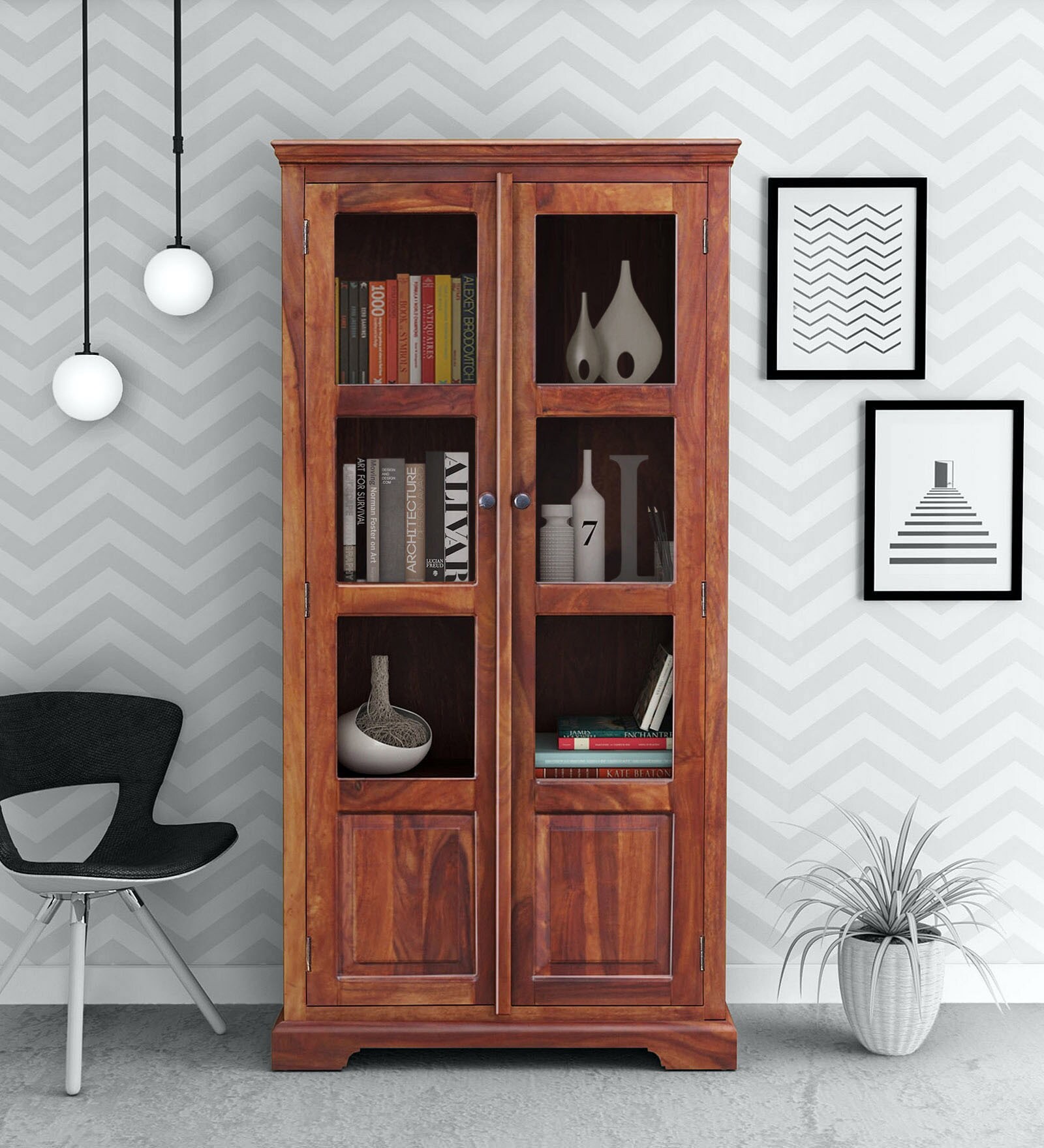 Buy Stanfield Sheesham Wood Book Case in Honey Oak Online - Book Cases ...