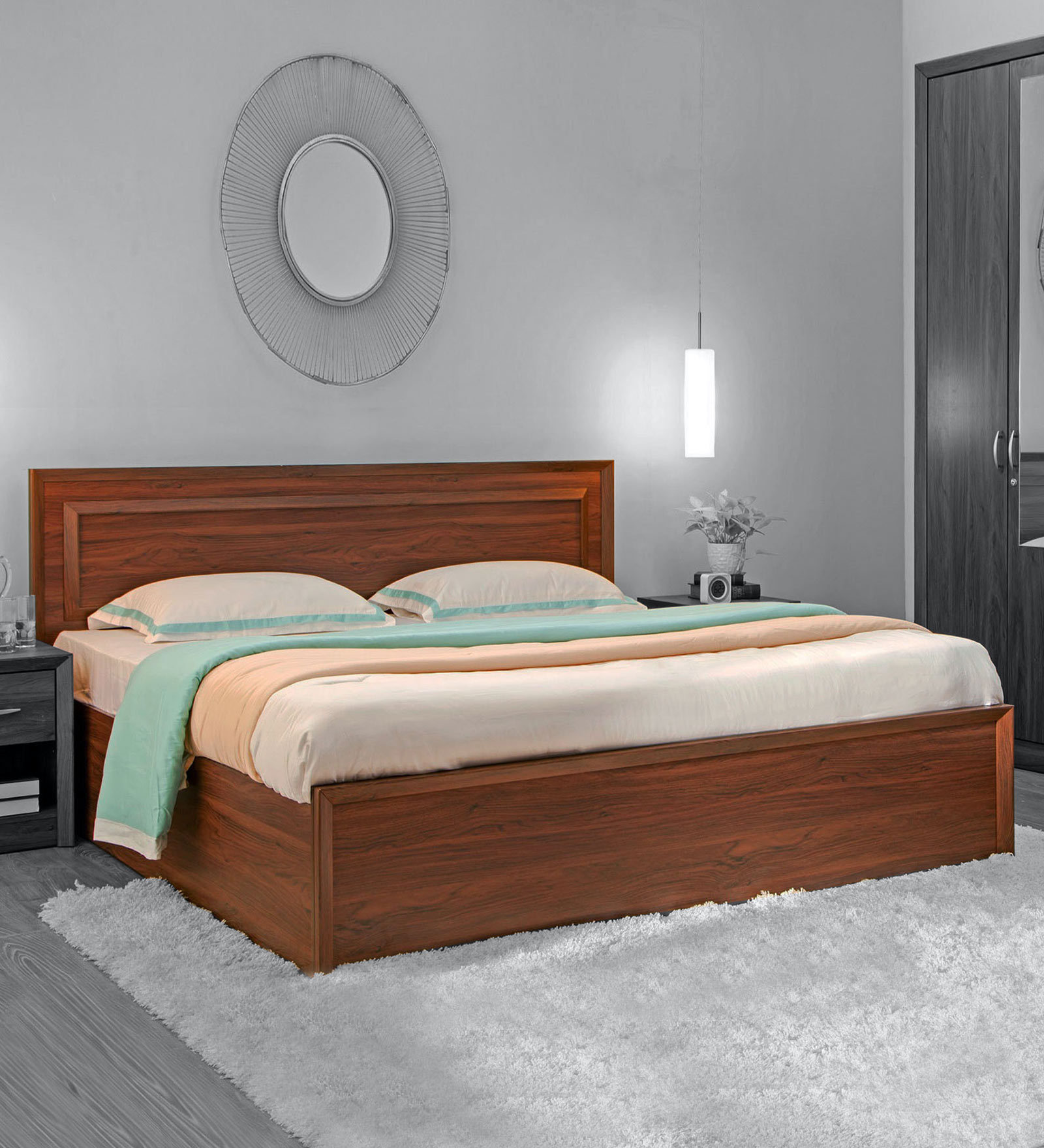 Buy Stark Queen Size Bed with Storage in Walnut Finish at 71% OFF by ...