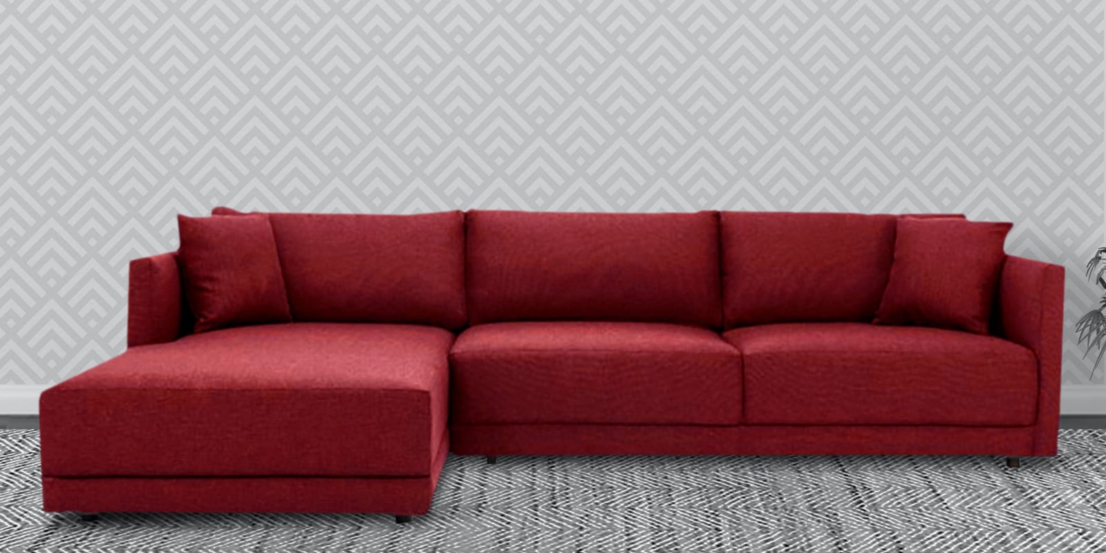 Buy Northern RHS 6 Seater Sectional Sofa In Blood Maroon Colour at 64% ...