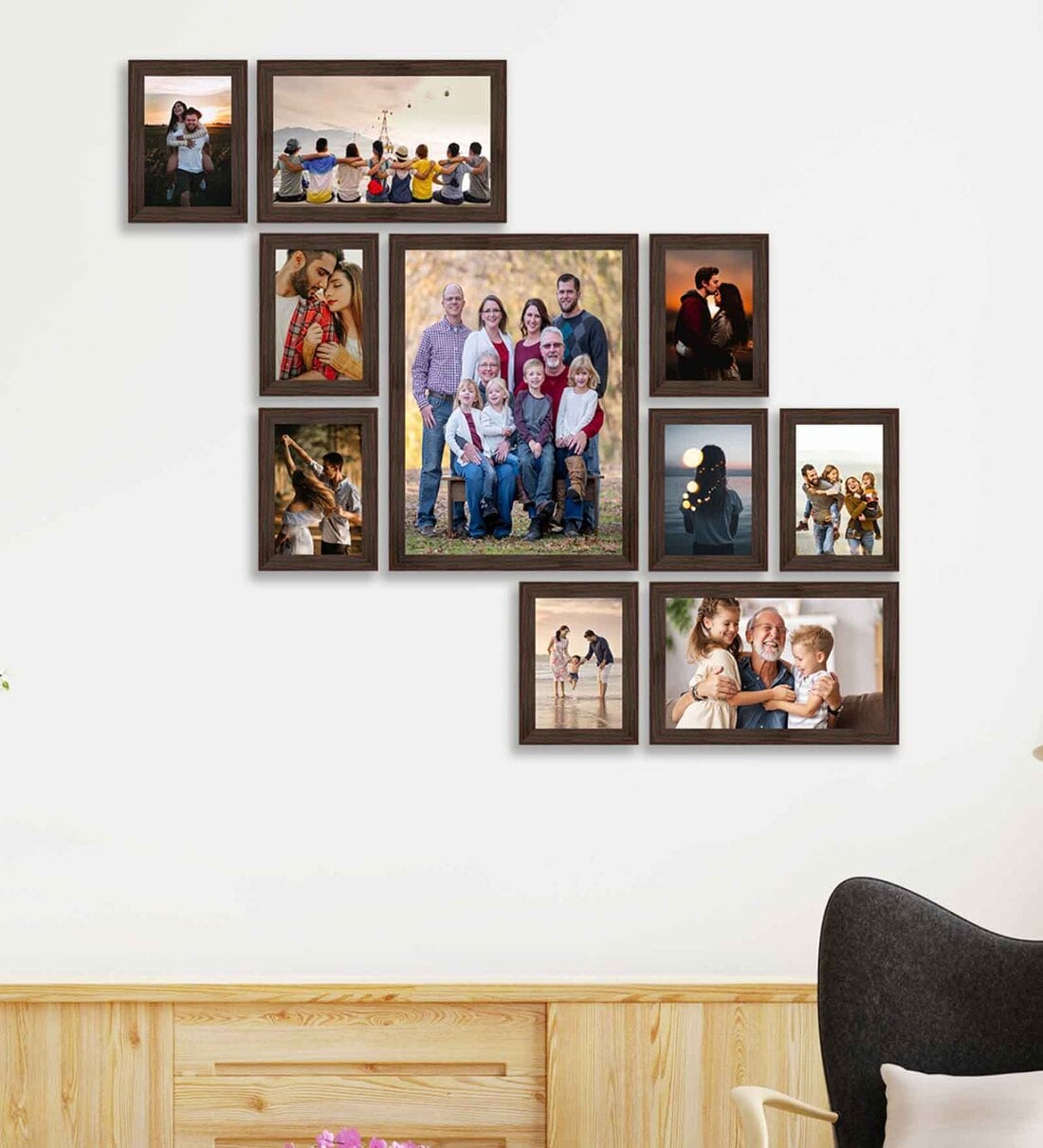 Buy Brown Synthetic Wood Cora Set Of 10 Collage Photo Frames at 29% OFF ...